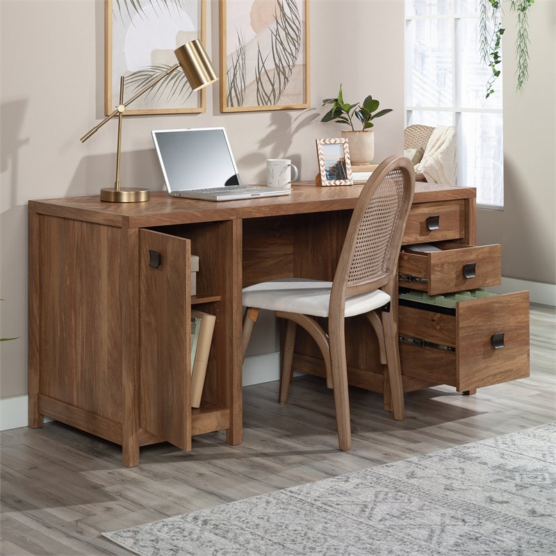 Sauder Cannery Bridge Engineered Wood Computer Desk in Sindoori Mango ...