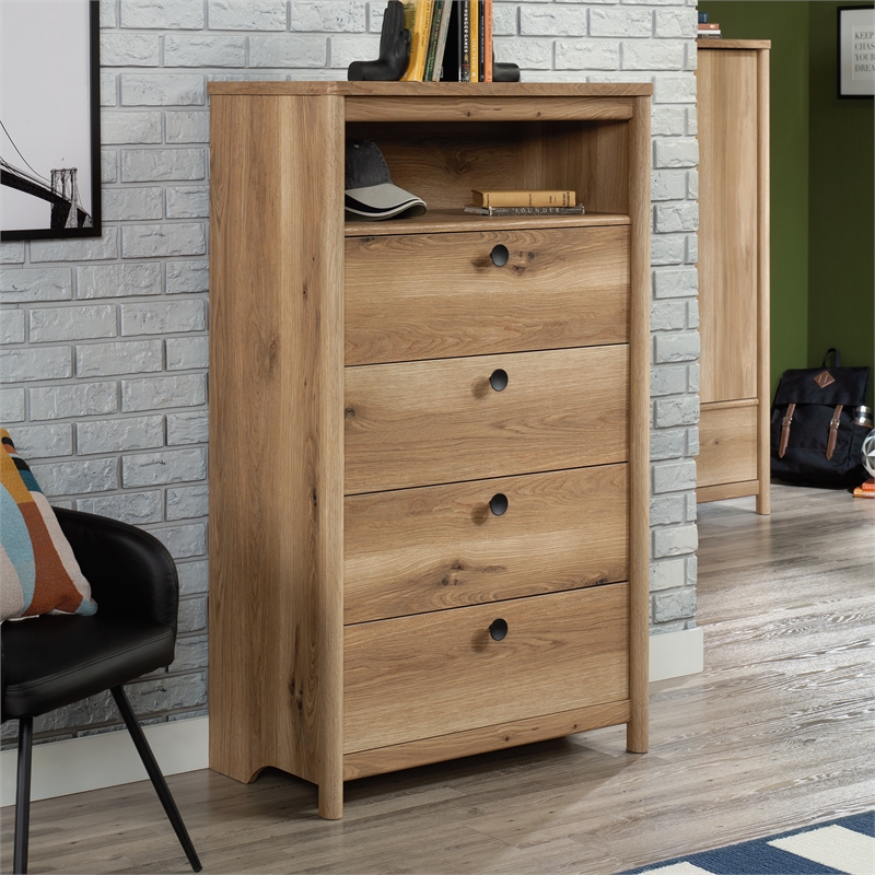 Sauder Dover Edge 4-Drawer Transitional Engineered Wood Chest in Timber ...
