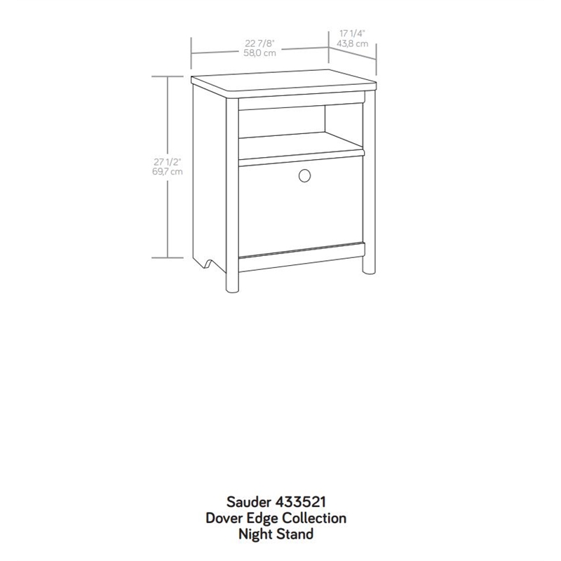 Sauder Dover Edge Engineered Wood Night Stand in Timber Oak Finish ...