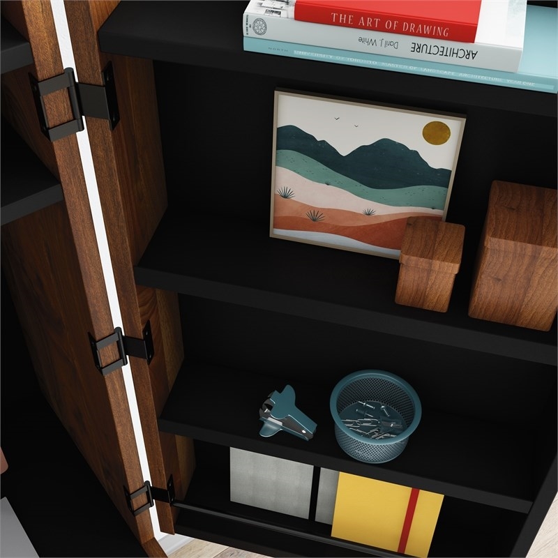 Sauder Harvey Park Engineered Wood Computer Cabinet in Grand Walnut ...