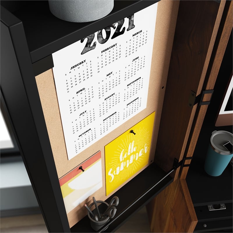 Sauder Harvey Park Engineered Wood Computer Cabinet in Grand Walnut