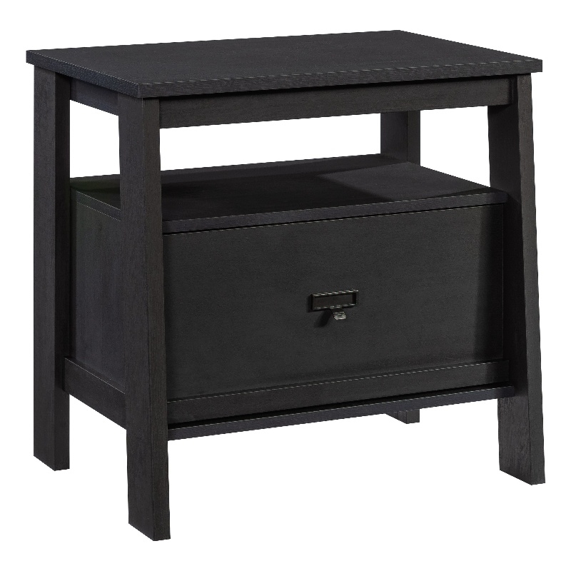 Sauder Trestle Engineered Wood Night Stand in Raven Oak Finish | Cymax ...