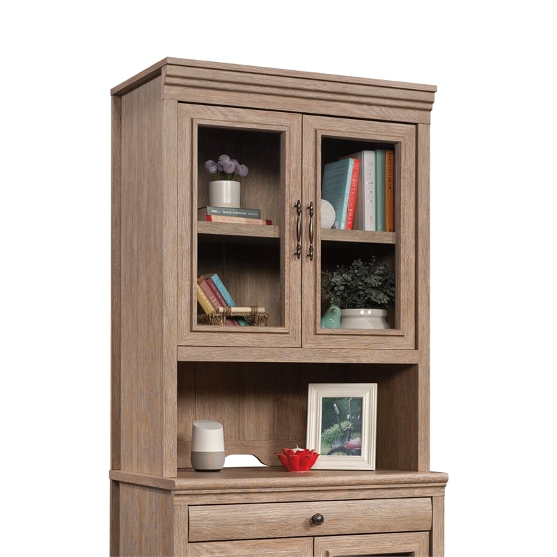 Sauder Rollingwood Engineered Wood Library Hutch in Brushed Oak Finish ...