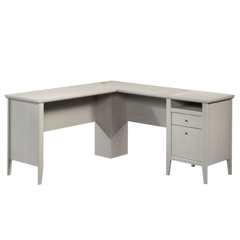 Sauder Larkin Ledge Engineered Wood L-Desk in Glacier Oak Finish | Bush ...