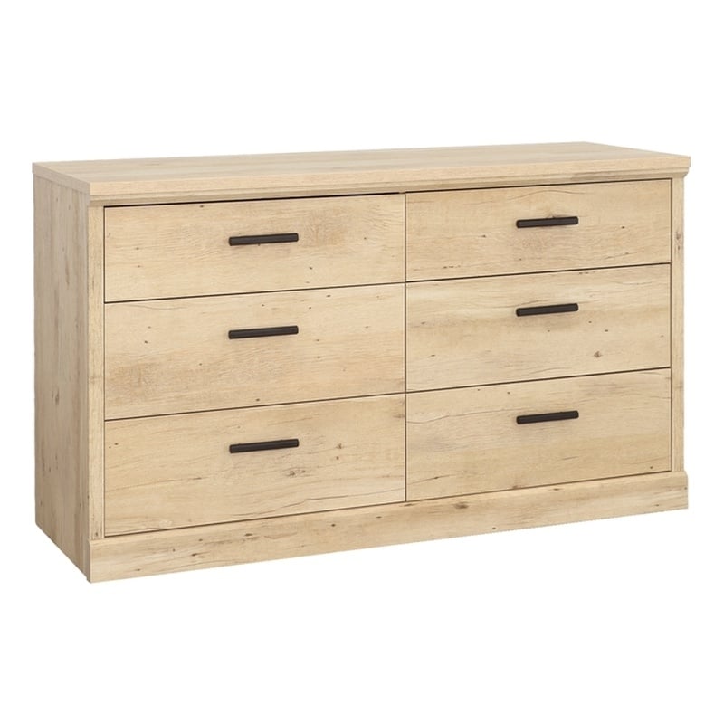 Sauder Aspen Post Engineered Wood 6 Drawer Dresser in Prime Oak | Bush ...