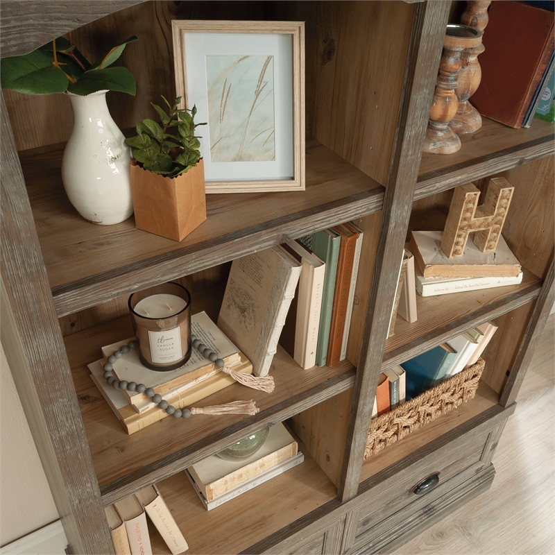 Sauder Sonnet Springs Engineered Wood Bookcase in Pebble Pine | Bush ...