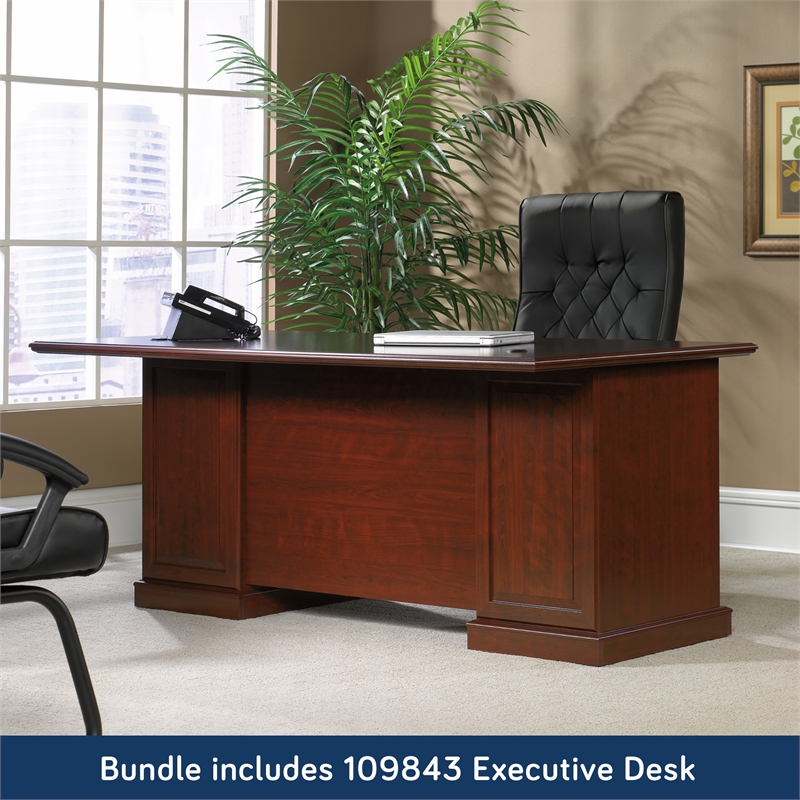 Sauder Heritage Hill Engineered Wood L-Desk with Hutch in Classic ...