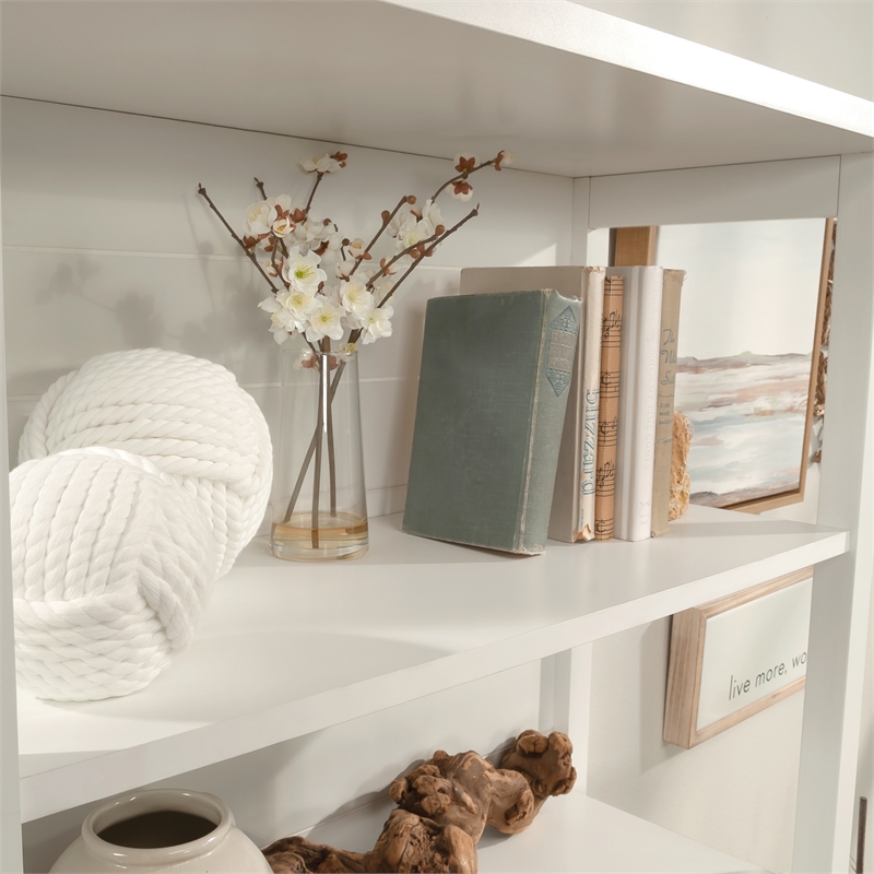 Sauder Cottage Road Engineered Wood Library with Hutch in White Finish