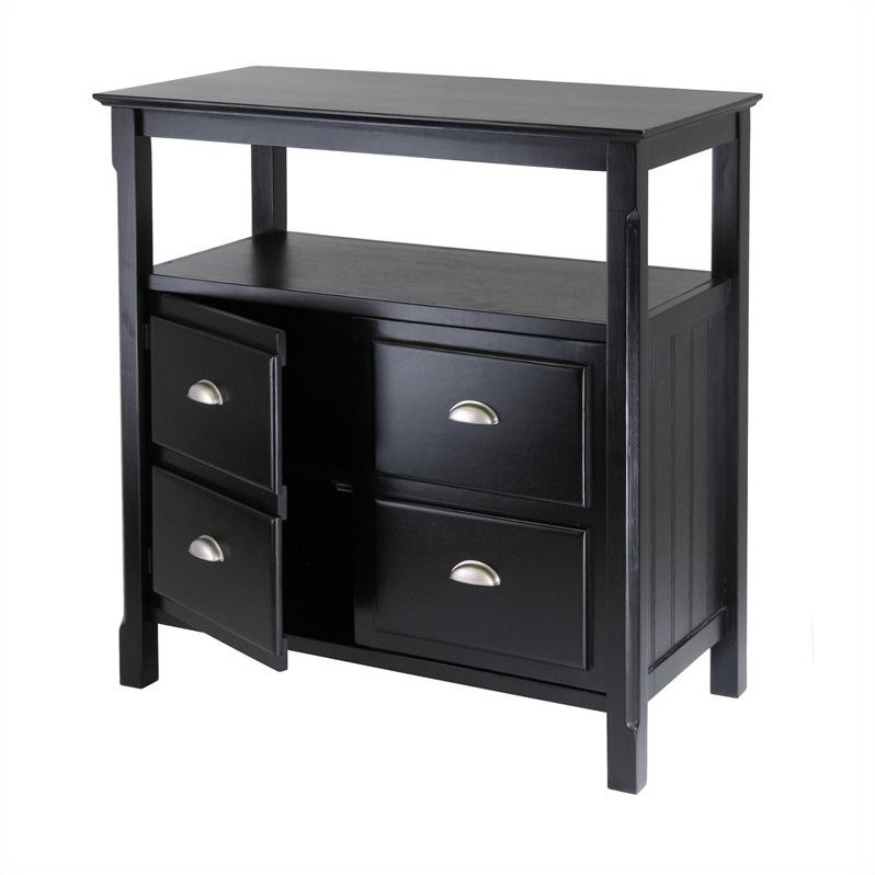 Winsome Timber Solid Wood Buffet Table in Black - 20236