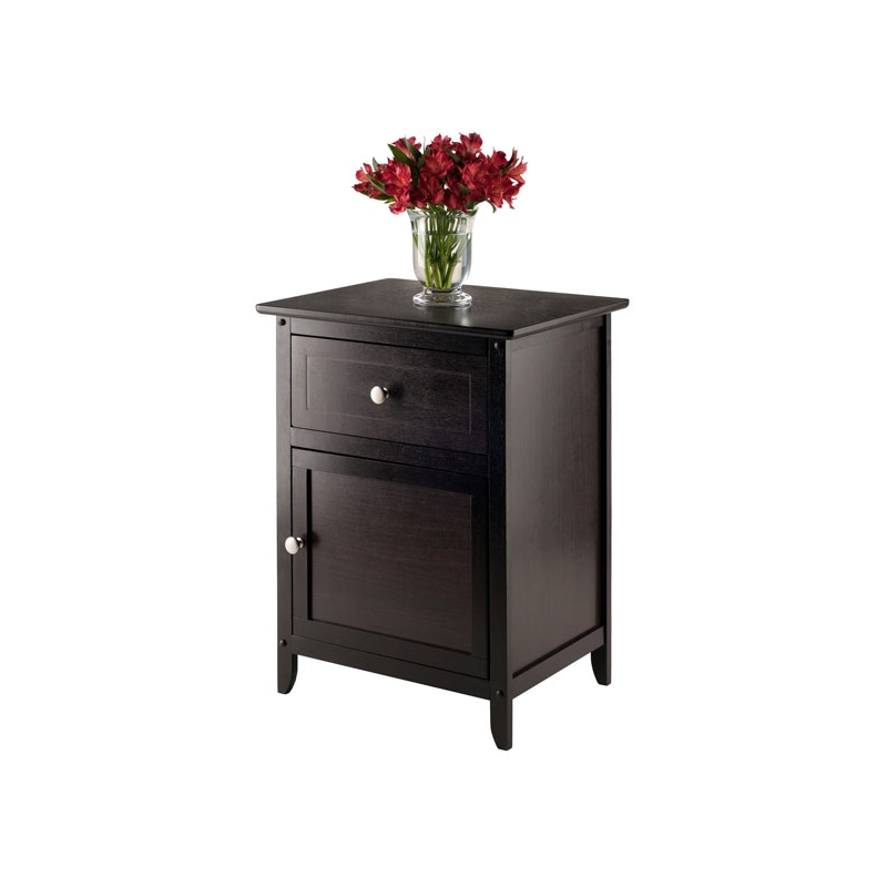Winsome Nightstand with Cabinet and Drawer in Espresso - 92815