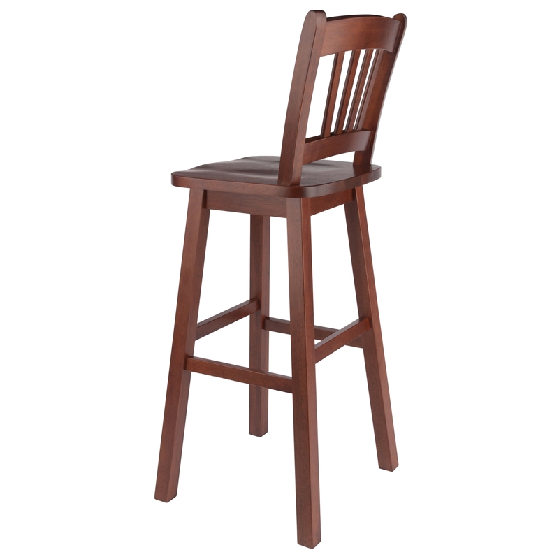 Winsome Fina 29 H Swivel Seat Transitional Solid Wood Bar Stool Walnut