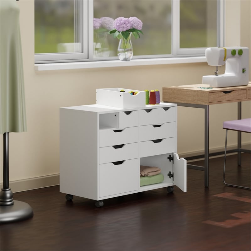 Winsome Halifax 4-Drawer Engineered Wood Mobile Storage Cabinet in ...