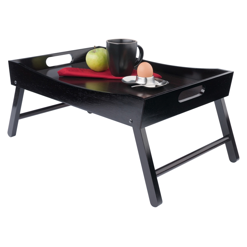 Winsome Benito Transitional Solid Wood Bed Tray with Foldable Legs in Espresso BushFurnitureCollection