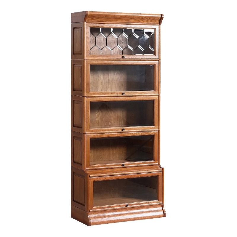 Crafters and Weavers Arts and Crafts 5 Stack Wood Barrister Bookcase in Cherry