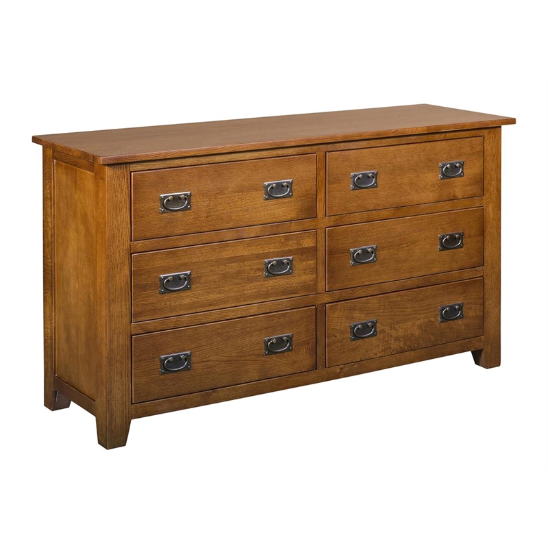 Crafters and Weavers Craftsman Mission 6-Drawer Solid Wood Dresser in ...