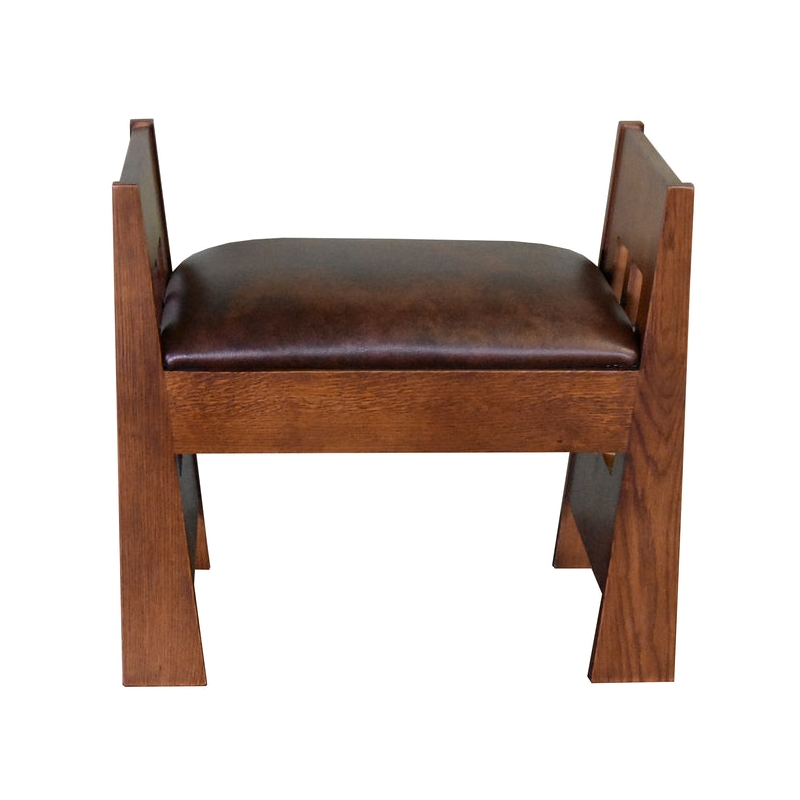 Mission Style Oak and Leather Foot Stool - Model A31