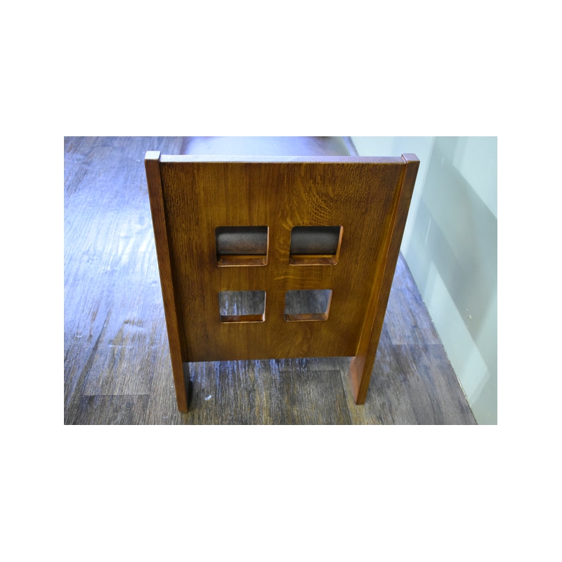 Mission Style Oak and Leather Foot Stool - Model A31