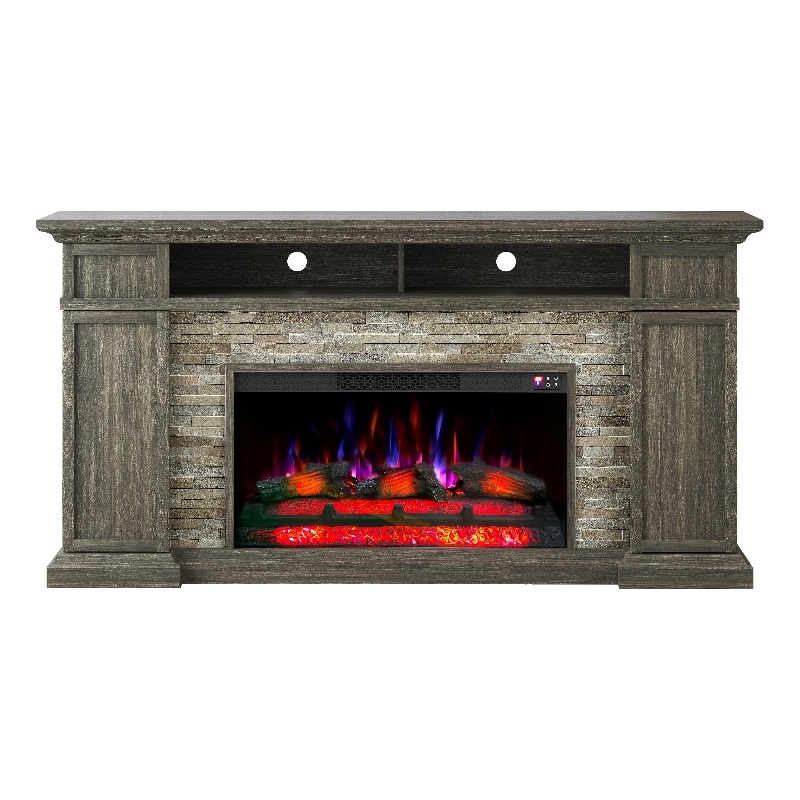 70" Extra-Wide Freestanding Electric Fireplace - Dark Brown | Cymax ...