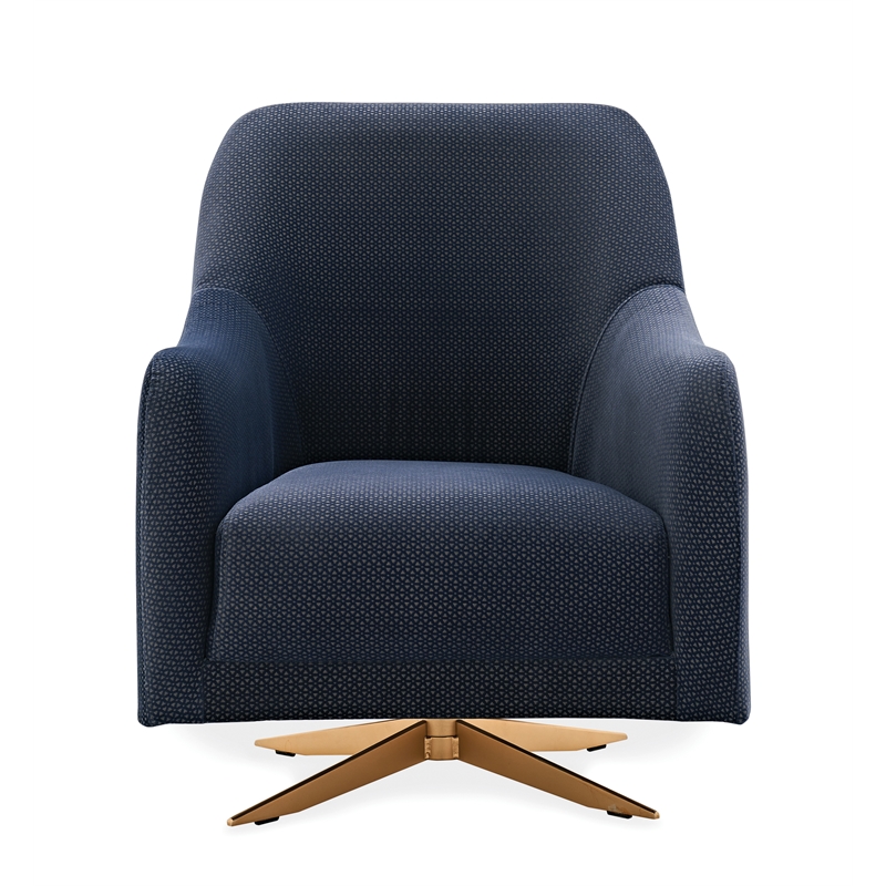 Enza Home Vienna Fabric Swivel Armchair in Petrol Blue/Rose Gold ...