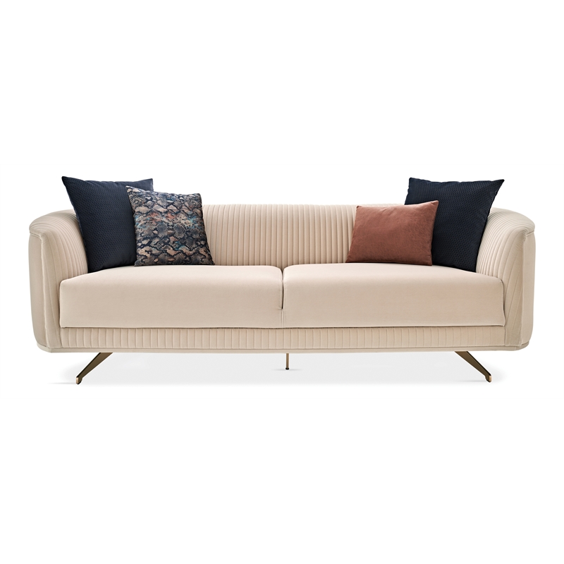 Enza Home Vienna 3-Seater Fabric Sofa in Ecru Cream/Rose Gold