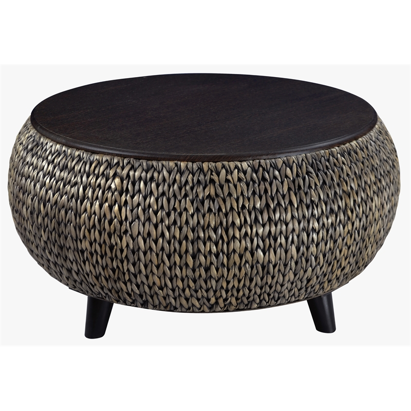 Gallerie Decor Bali Breeze Round Transitional Wood Coffee Table in ...
