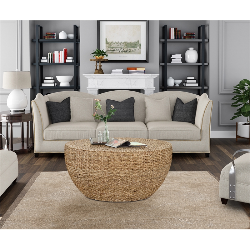 Gallerie Decor Fiji Round Tapered Transitional Wood Coffee Table in ...