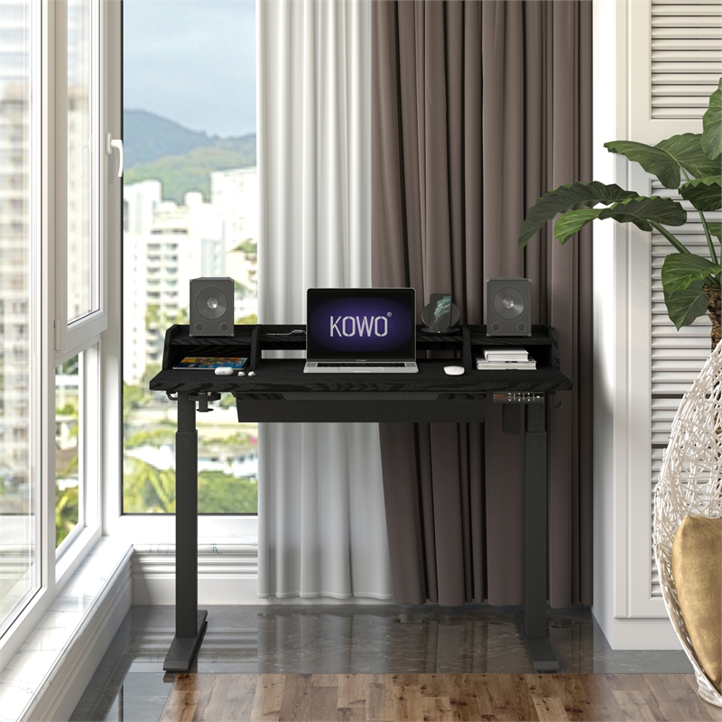 Kowo 48" K304 Electric Wood Standing Desk with Hutch and Drawer in ...