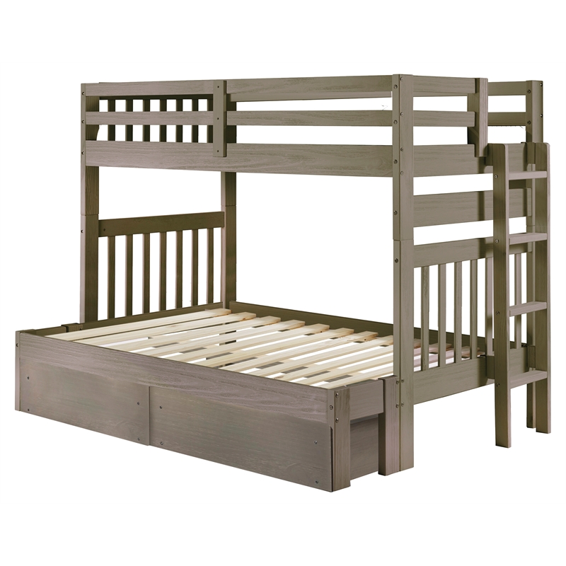 My Bed Now Olympus Twin-over-Full 2-Drawer Wood Bunk Bed w/ Ladder in Brown