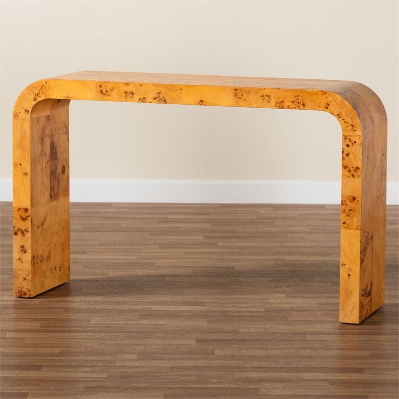 bali & pari Revelle Natural Light Mappa Burl Wood Console Table | Cymax ...