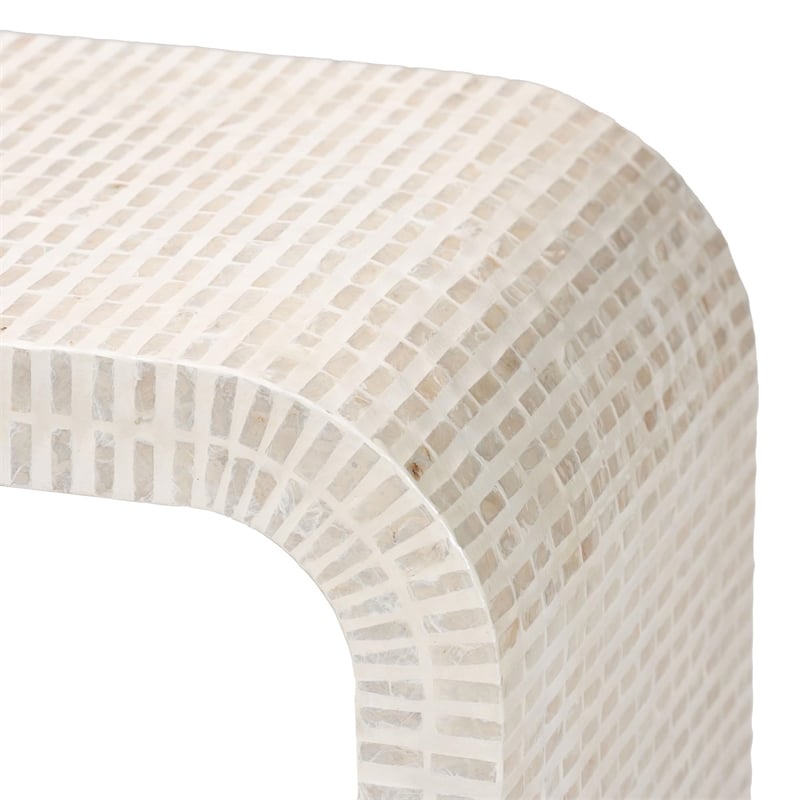 bali & pari Carlyn Beige and White Mother of Pearl Capiz Shell Console ...