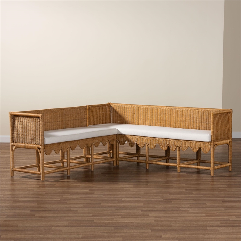 bali & pari Seranay Bohemian Scallop Light Honey Rattan 2-Piece Dining ...