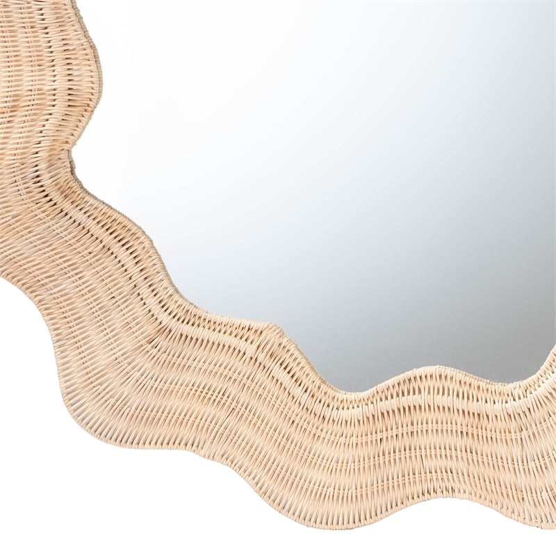 bali & pari Hasana Coastal Scalloped Natural Rattan Round Accent Wall ...