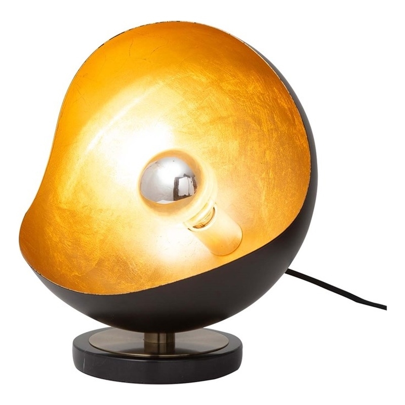 Luna Bella Accent Table Lamp Black & Gold-leaf shade Weathered Brass ...