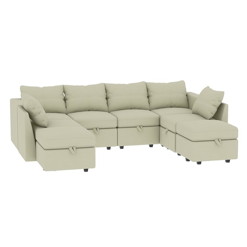 Modern L-Shaped Modular Sectional Sofa Sturdy Wooden Frame Comfortable ...