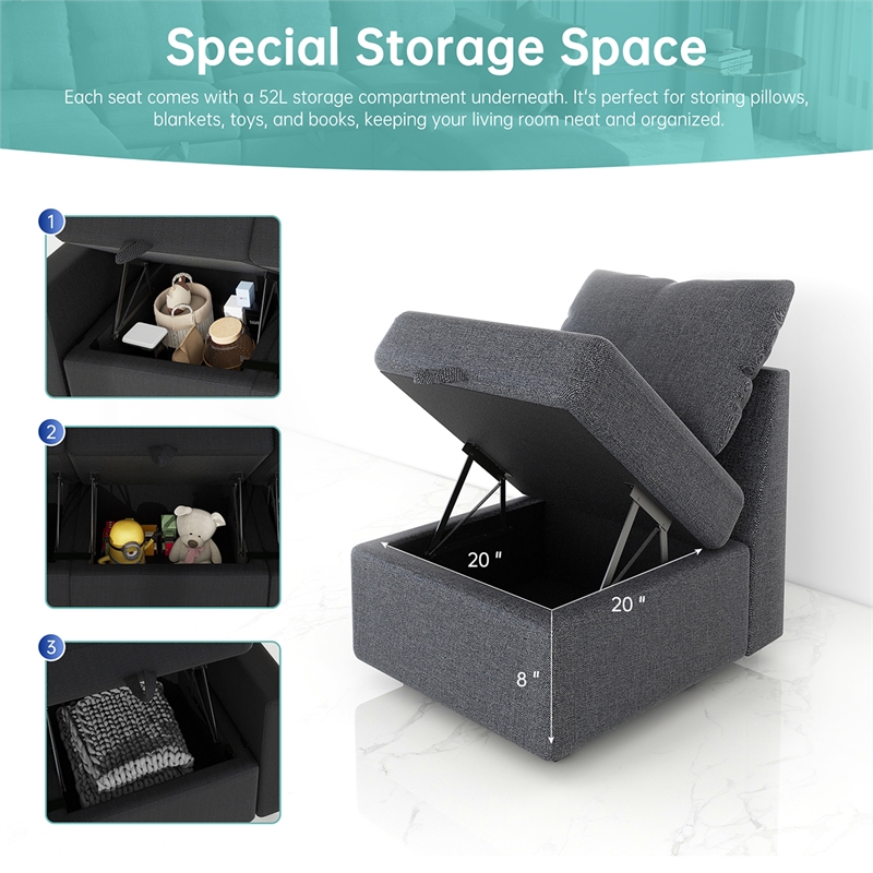 Livelylodge Modern Modular Sectional Sofa Sturdy Polyester Fabric in ...