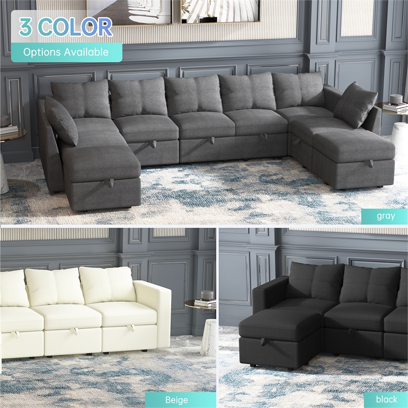 Livelylodge Modern Modular Sectional Sofa Sturdy Polyester Fabric in ...