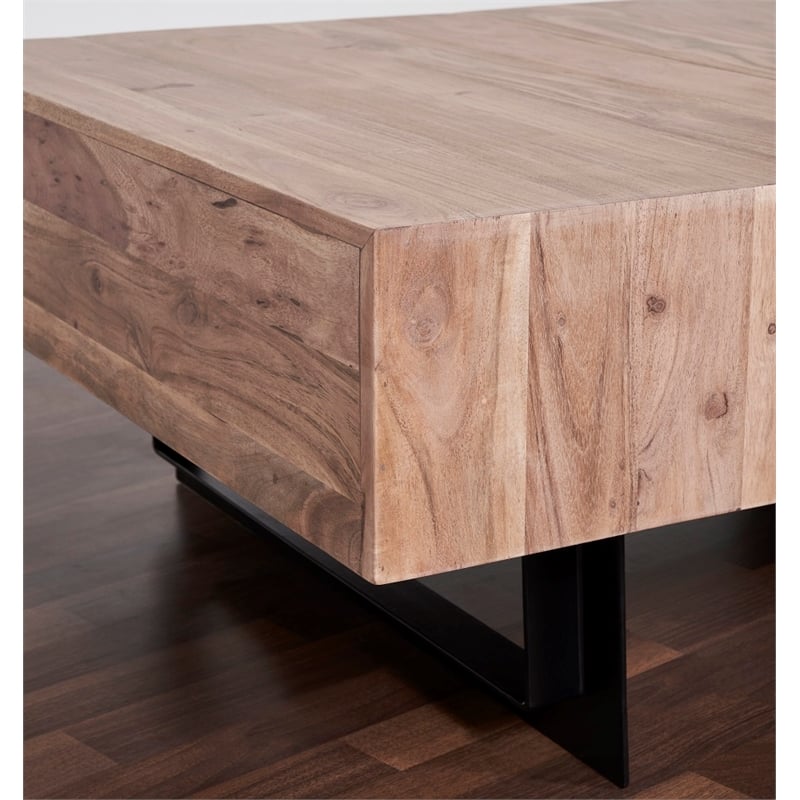 Glide Coffee Table with sliding top in Natural finish