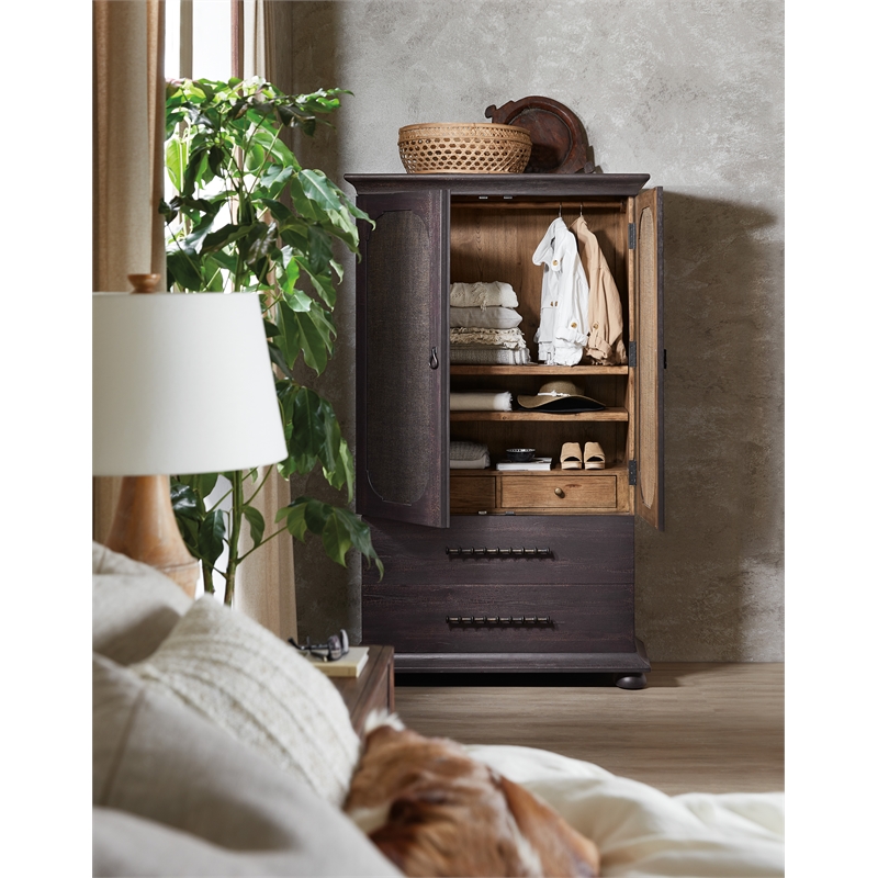 Hooker Furniture Big Sky Veneers Wood Small Wardrobe in Black Finish ...
