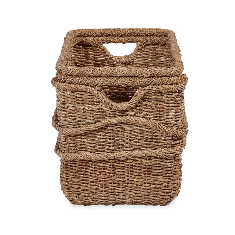 Wave Brown Rattan Seagrass Rectangle Basket by Bobo Intriguing Objects ...