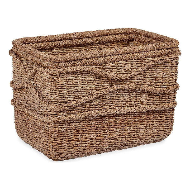 Wave Brown Rattan Seagrass Rectangle Basket by Bobo Intriguing Objects ...