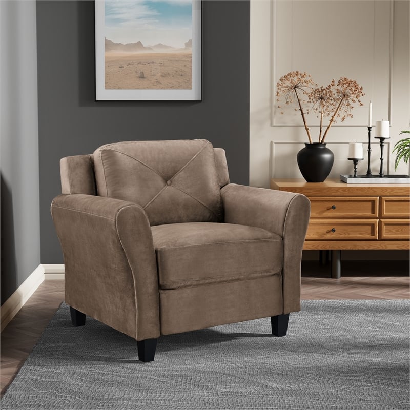 Lifestyle Solutions Harvard Chair in Brown Microfiber Upholstery | Bush ...