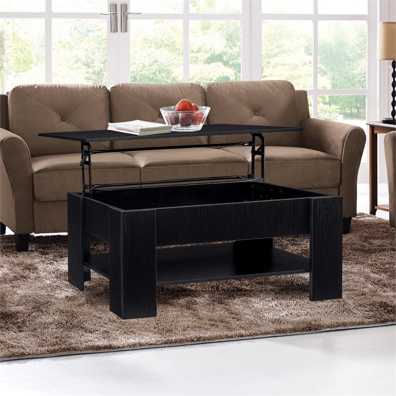 Lifestyle Solutions Chesterfield Lift Top Wood Coffee Table in Black