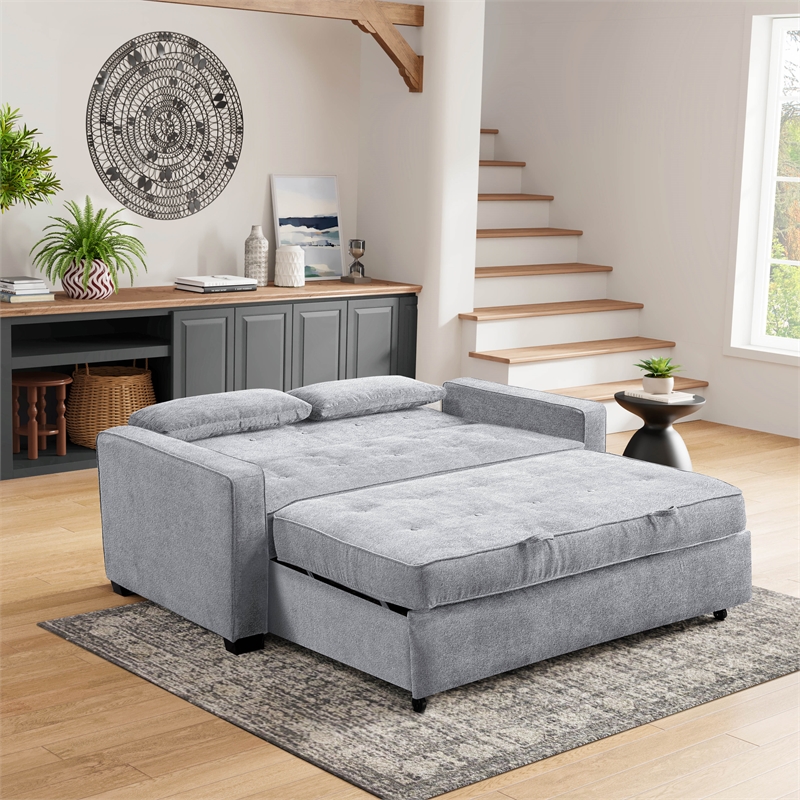 Lifestyle solutions monroe convertible full loveseat in grey fabric store