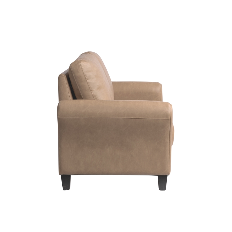 Lifestyle Solutions Mavrick Loveseat in Light Brown Faux Leather | Cymax Business