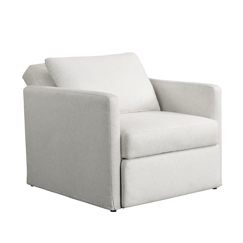 Serta Bakersfield Twin Convertible Chair in Cream Woven Fabric ...