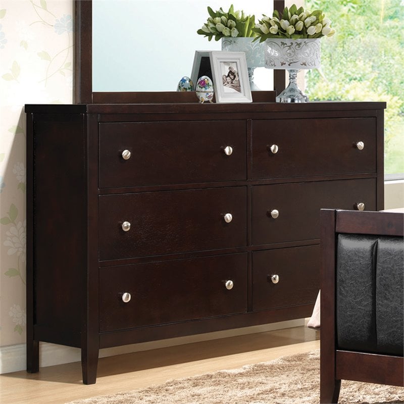 Coaster Carlton Transitional 6-Drawer Wood Dresser in Cappuccino