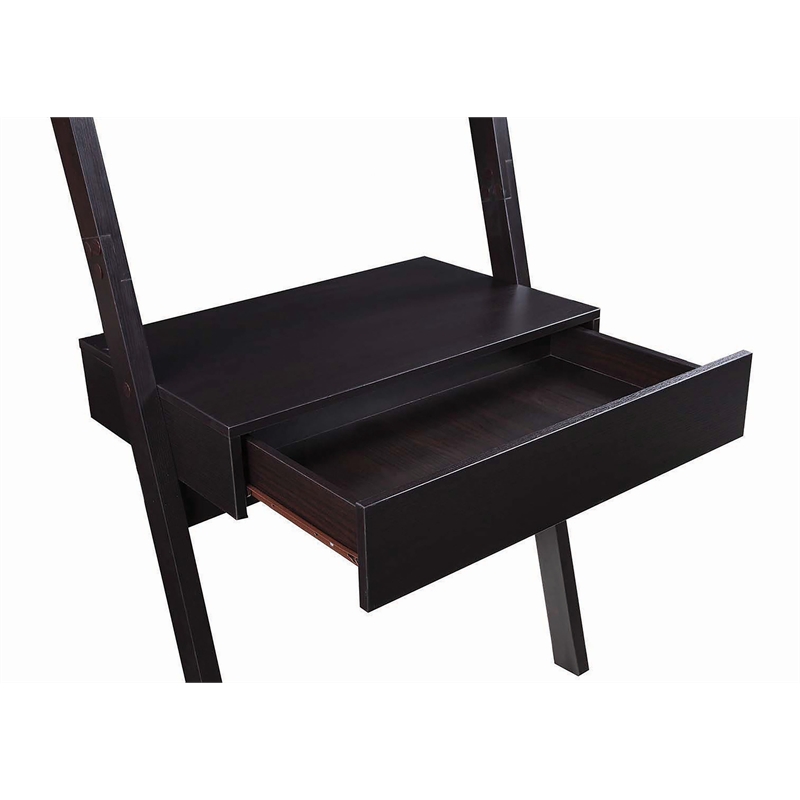 Coaster Colella 2-shelf Wall Leaning Ladder Wood Desk in Cappuccino