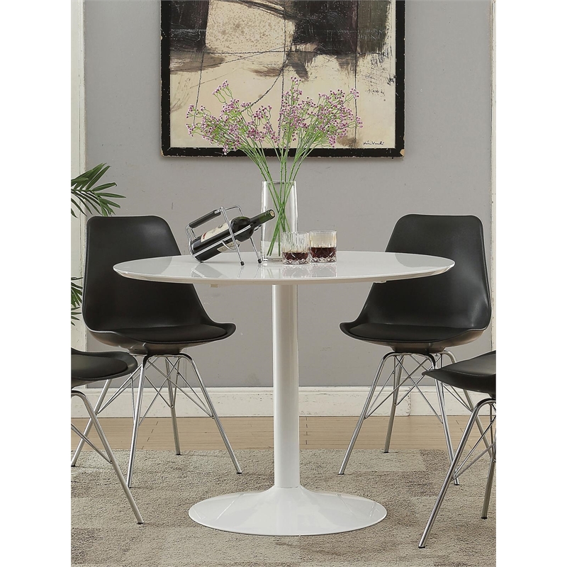 Coaster Lowry Round Pedestal Contemporary Wood Dining Table in White ...