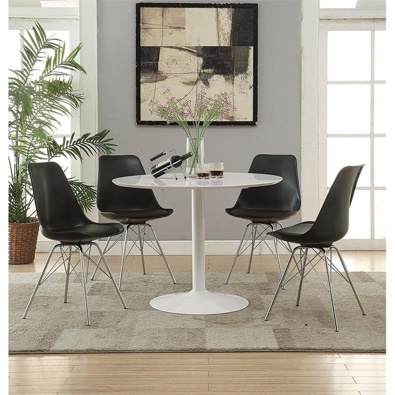 Coaster Lowry Round Pedestal Contemporary Wood Dining Table in White ...