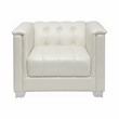 Coaster Chaviano 3-Piece Tufted Faux Leather Sofa Set in White | Cymax ...